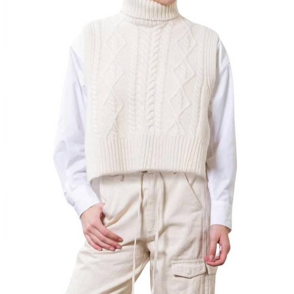 Moon River | Jackets & Coats | New Moon River Side Slit Cable Sweater ...